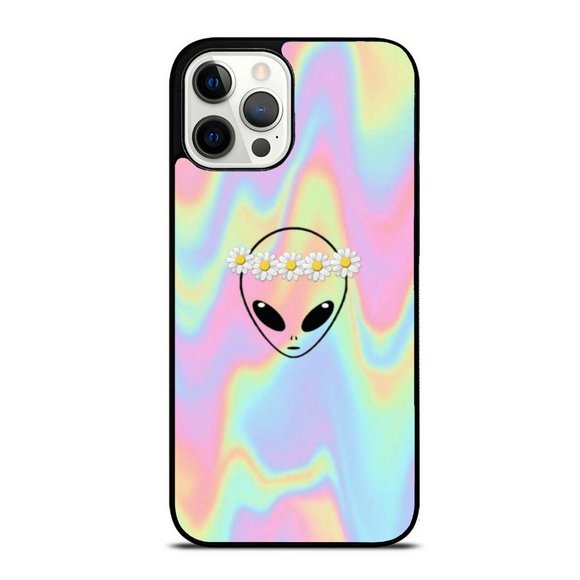 Accessories | Alien Wearing Daisy Crown Rainbow Liquid Swirl Retro ...